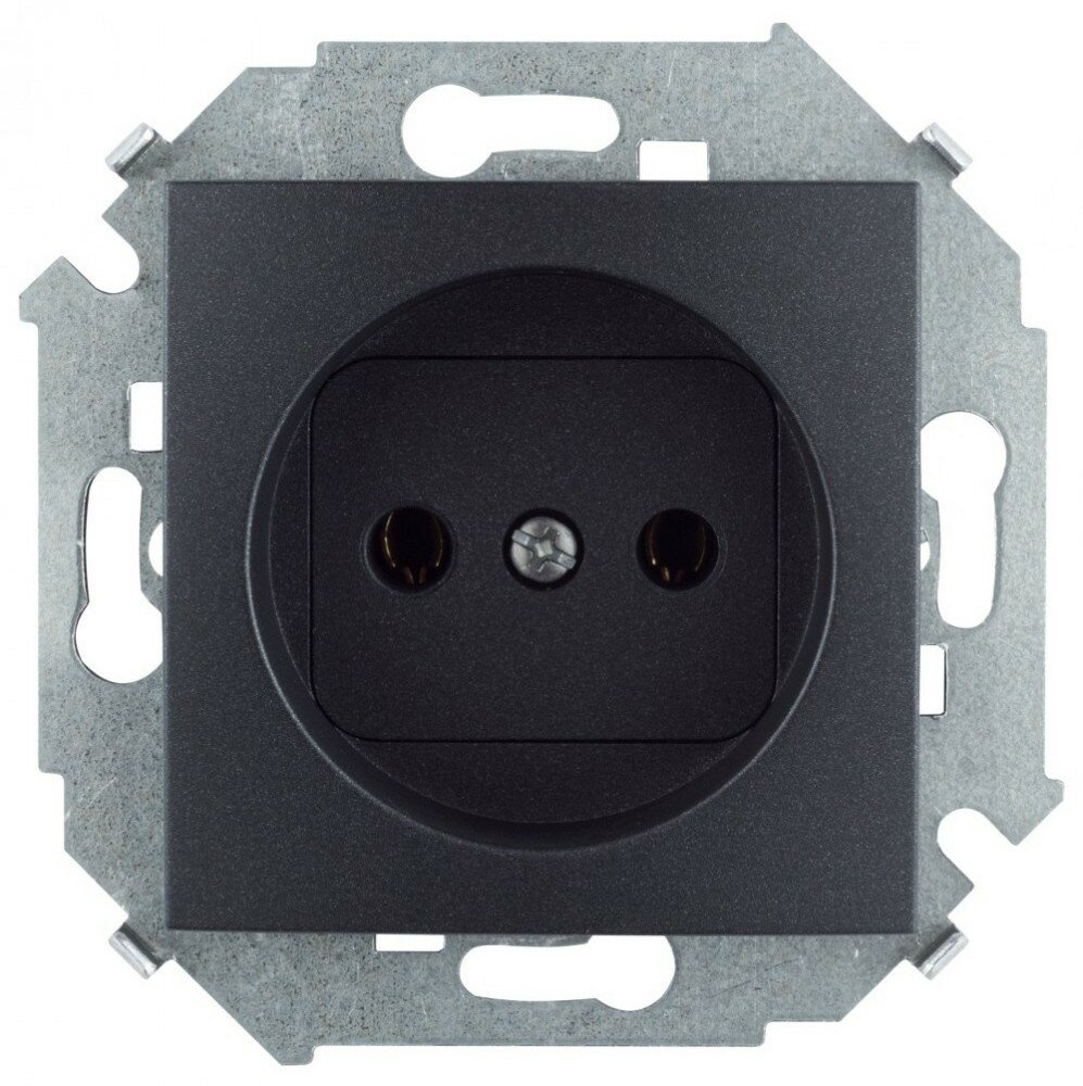 Simon 15 Графит Розетка без заземления 2P, 16А, 250В, винт. зажим 1591431-038