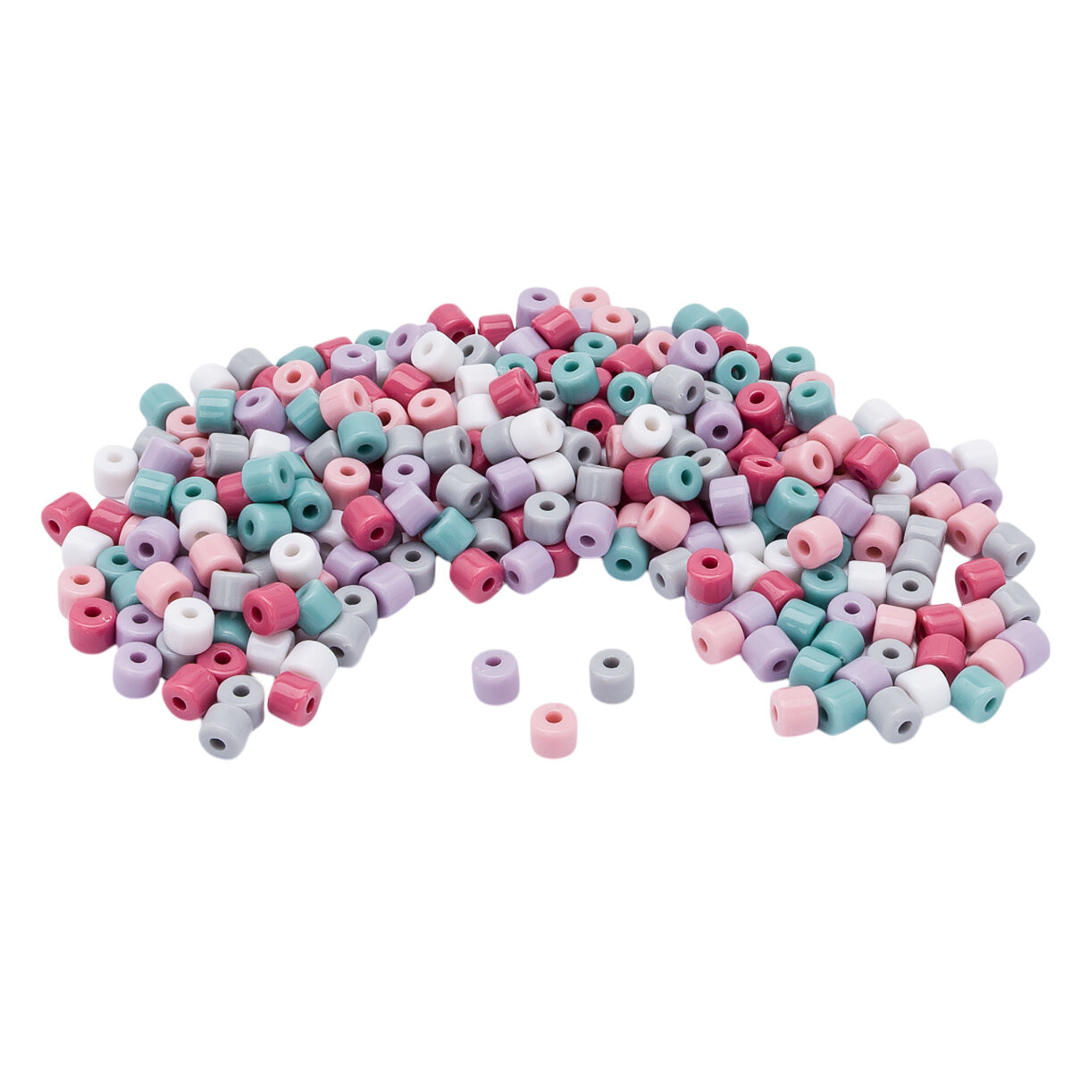 Бусины для рукоделия пластиковые, микс цвета, цилиндр, 5*6мм, 50гр Astra&Craft (Пастельный)
