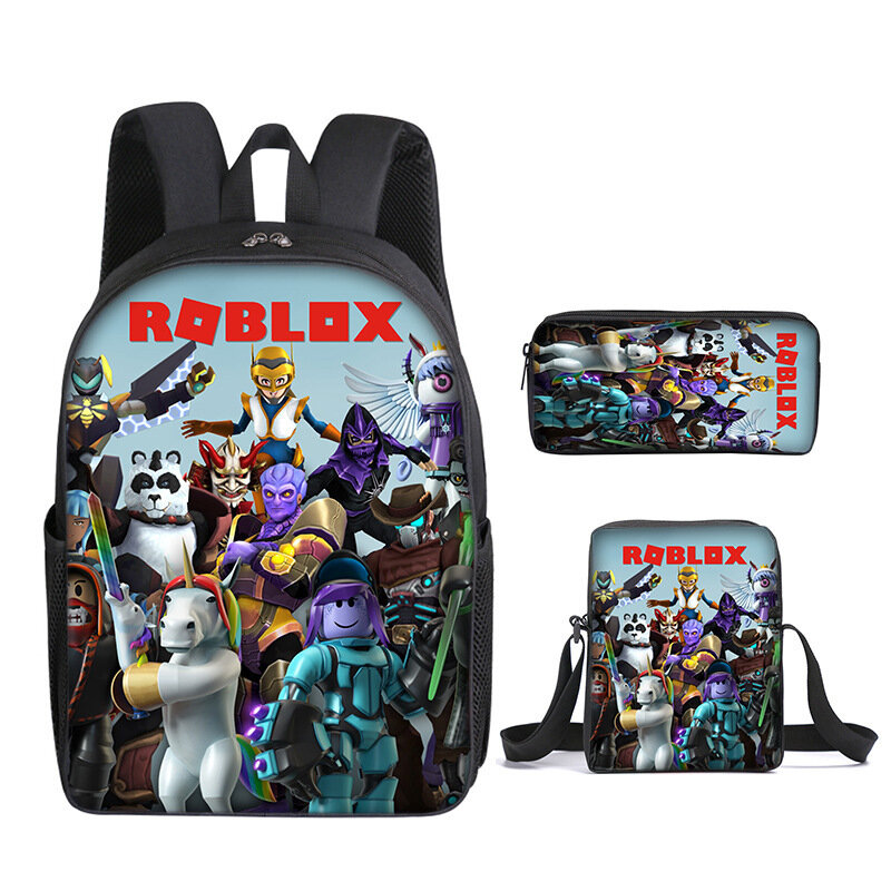 Сумка школьная трех частей / Roblox /с чехлом для карандашей и сумка мессенджер