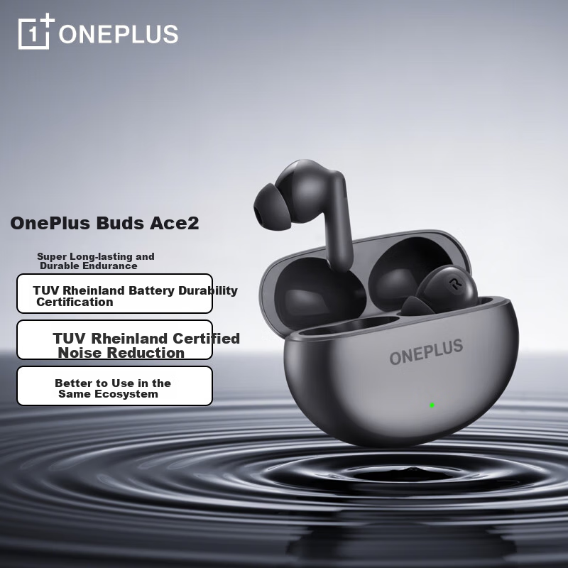 OnePlus Buds Ace 2 True Wireless Noise Cancelling Bluetooth Earphones In-ear Music Sports Gaming Headphones Universal for Oppo Xiaomi Apple Huawei Phones - Deep Sea Black