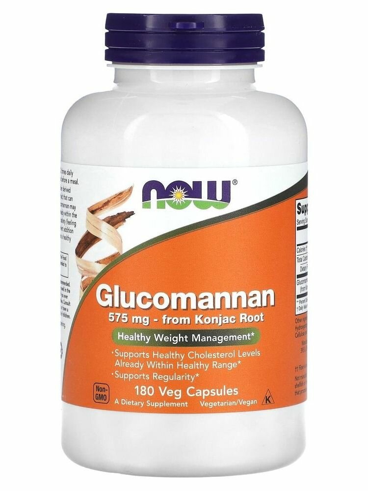 Глюкоманнан (конжак), 575 мг, 180 растительных капсул, NOW Foods