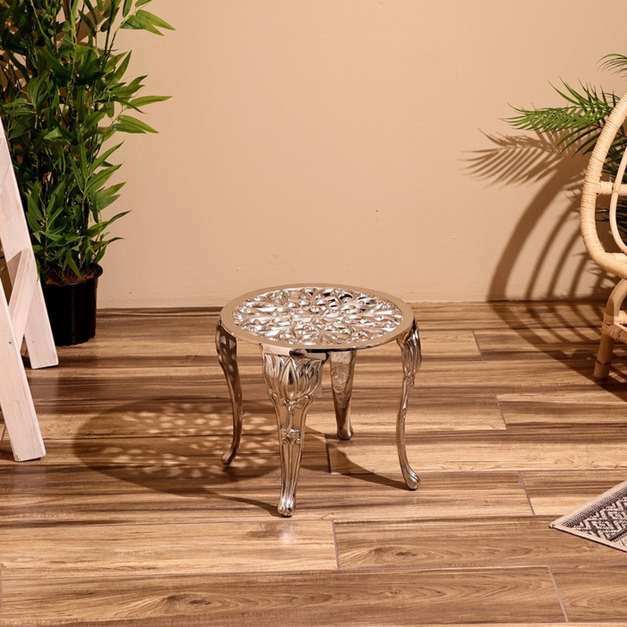 Столик кофейный Сима-ленд, круглый, серебристый, алюминий, 36 см