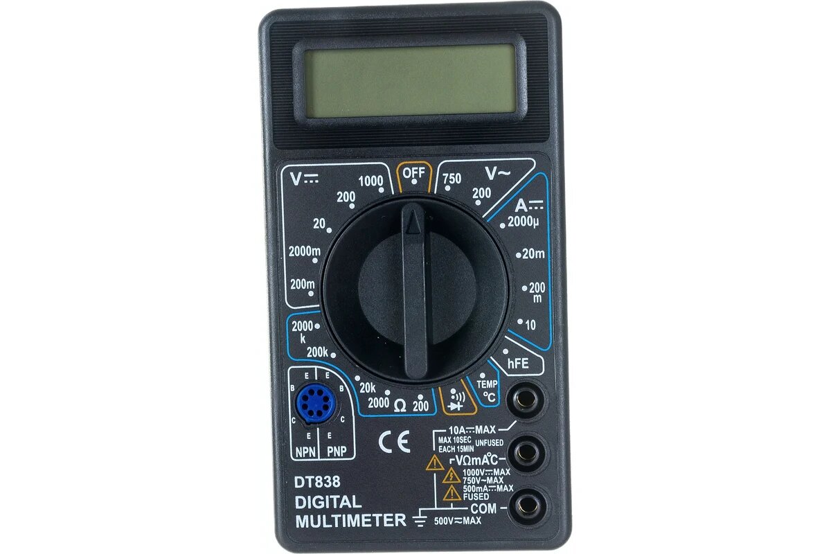 WHDZ мультиметр цифровой DT838, измерение температуры, прозвонка, напряжение, ток, сопротивление