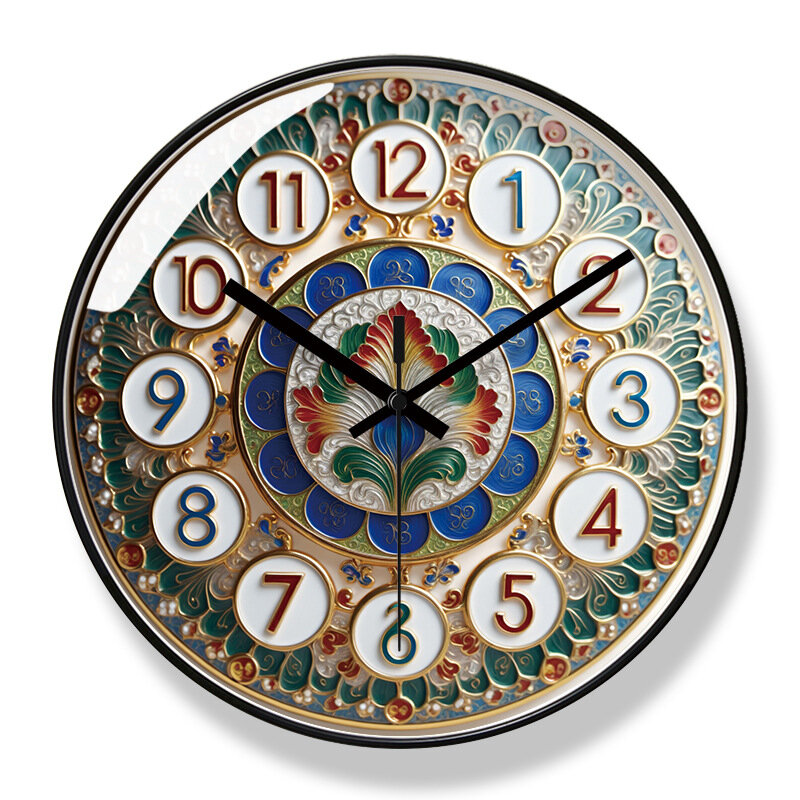 Креативные бесшумные настенные часы | Кварцевые часы без тиканья, 30 см | Элегантный дизайн с павлиньими перьями | Современный роскошный декор для гостиной, спальни, офиса