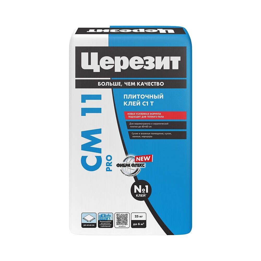 Клей для плитки и керамогранита Церезит СМ 11 PRO серый класс C1 T 25 кг Церезит 792214/2634176