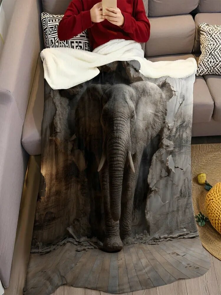 Плед с фотопринтом Животное слон , Фланель, 220 см х 200 см