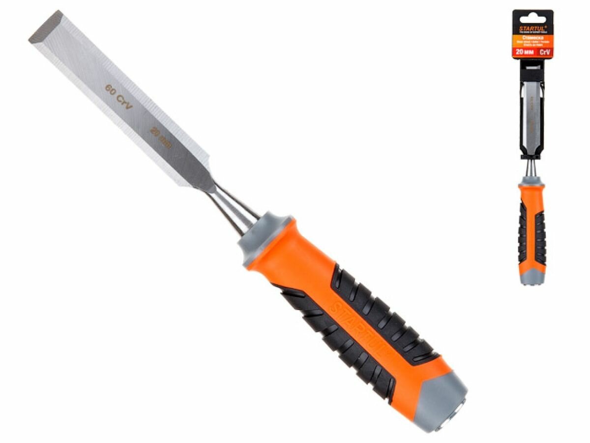 Стамеска по дереву плоская 20 мм STARTUL (обрезиненная рукоятка, металлический затыльник) (ST4075-20)