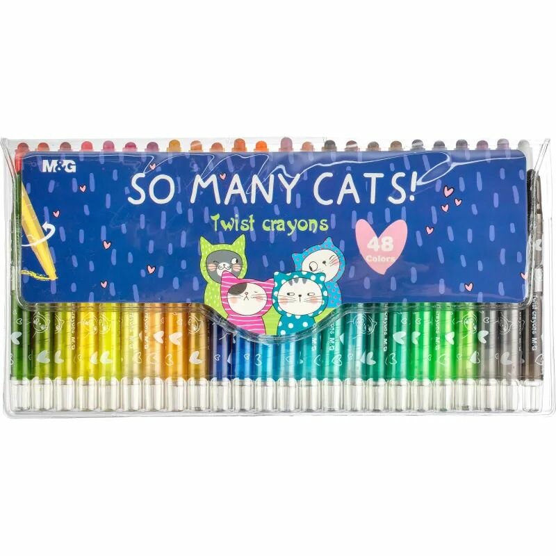 Мелки восковые M&G, круглые, выдвижной механизм, 48 цветов, для детей