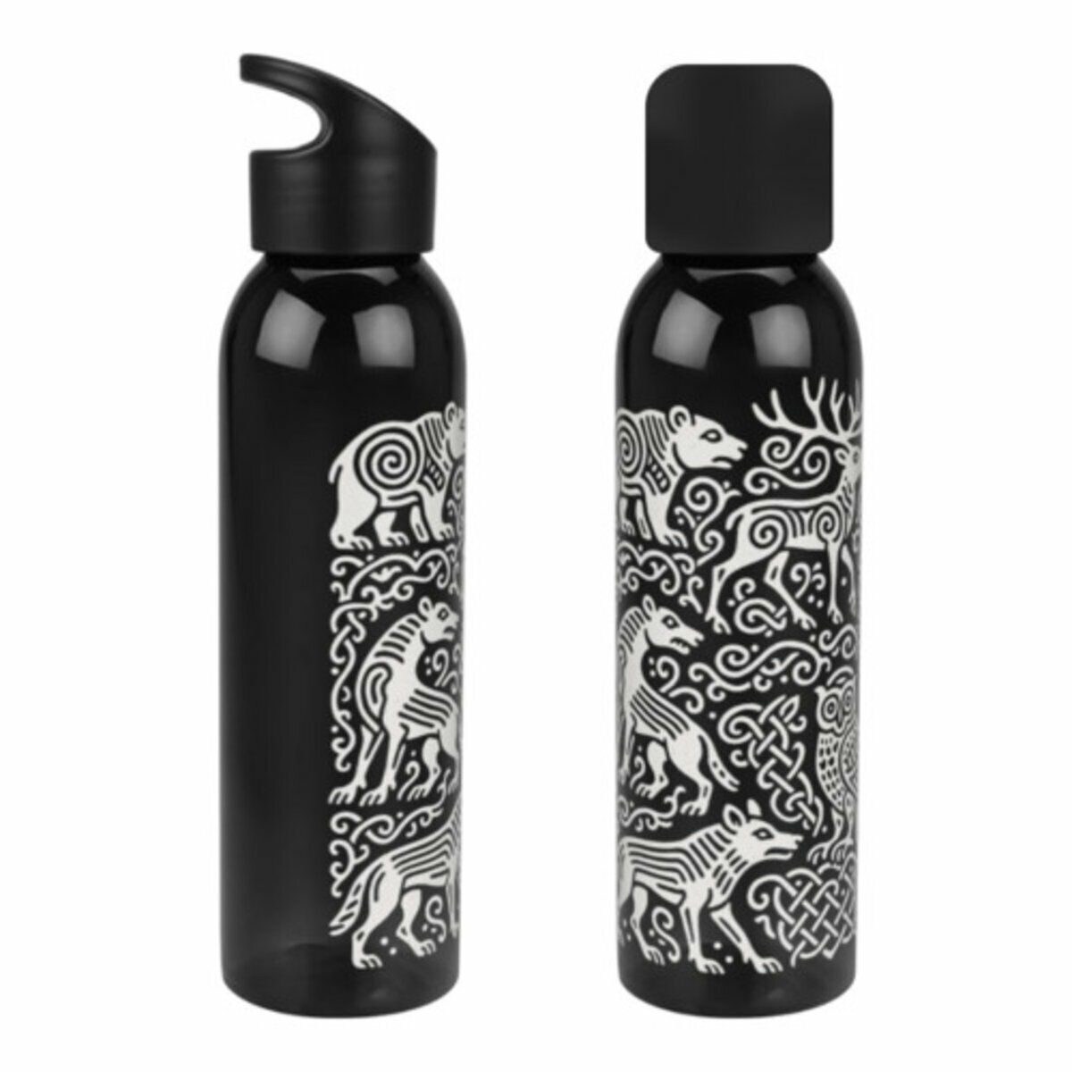 Бутылка для воды «Звериный стиль. Северный этнический узор» (черный)
