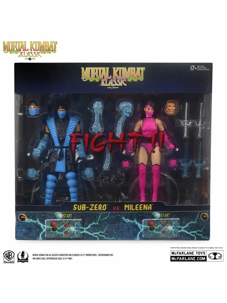 Mcfarlane Mortal Kombat Klassic Sub-Zero vs Mileena 7in Статуя героя Deluxe 2-Pack
