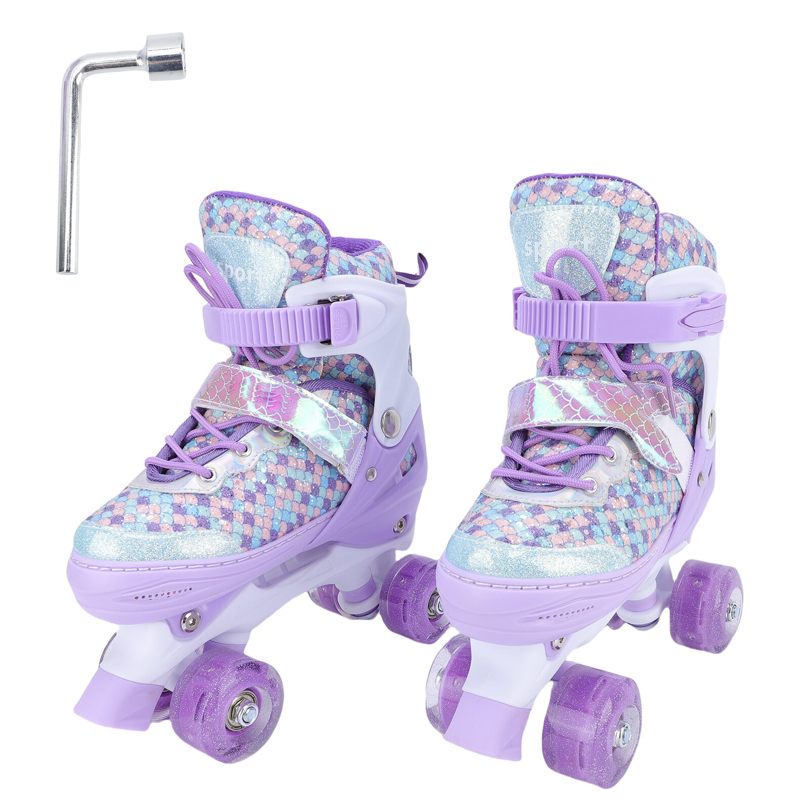 Kids Roller Skates Adjustable Adjustable Flashing Wheel ABEC Bearing Triple Protection for Outdoor Indoor Adjustable Roller Skates Kids Purple S