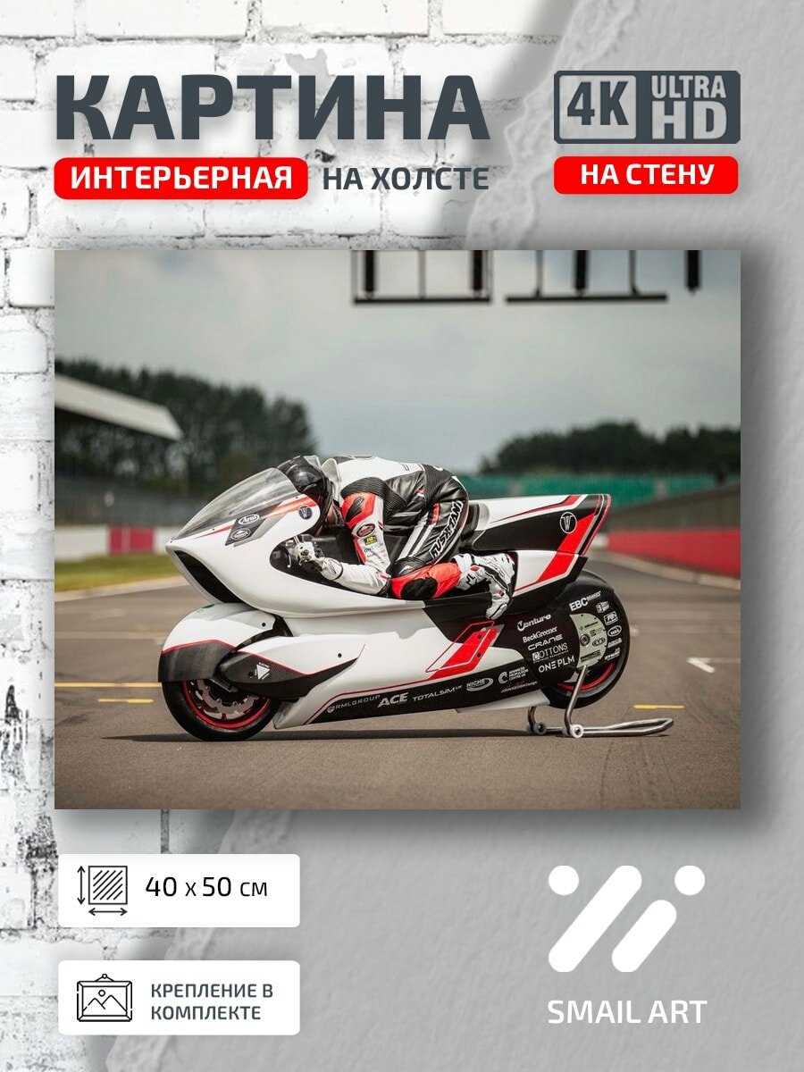Картина на холсте интерьерная 40 на 50 на стену мотоциклы WMC250EV для студии атмосфера