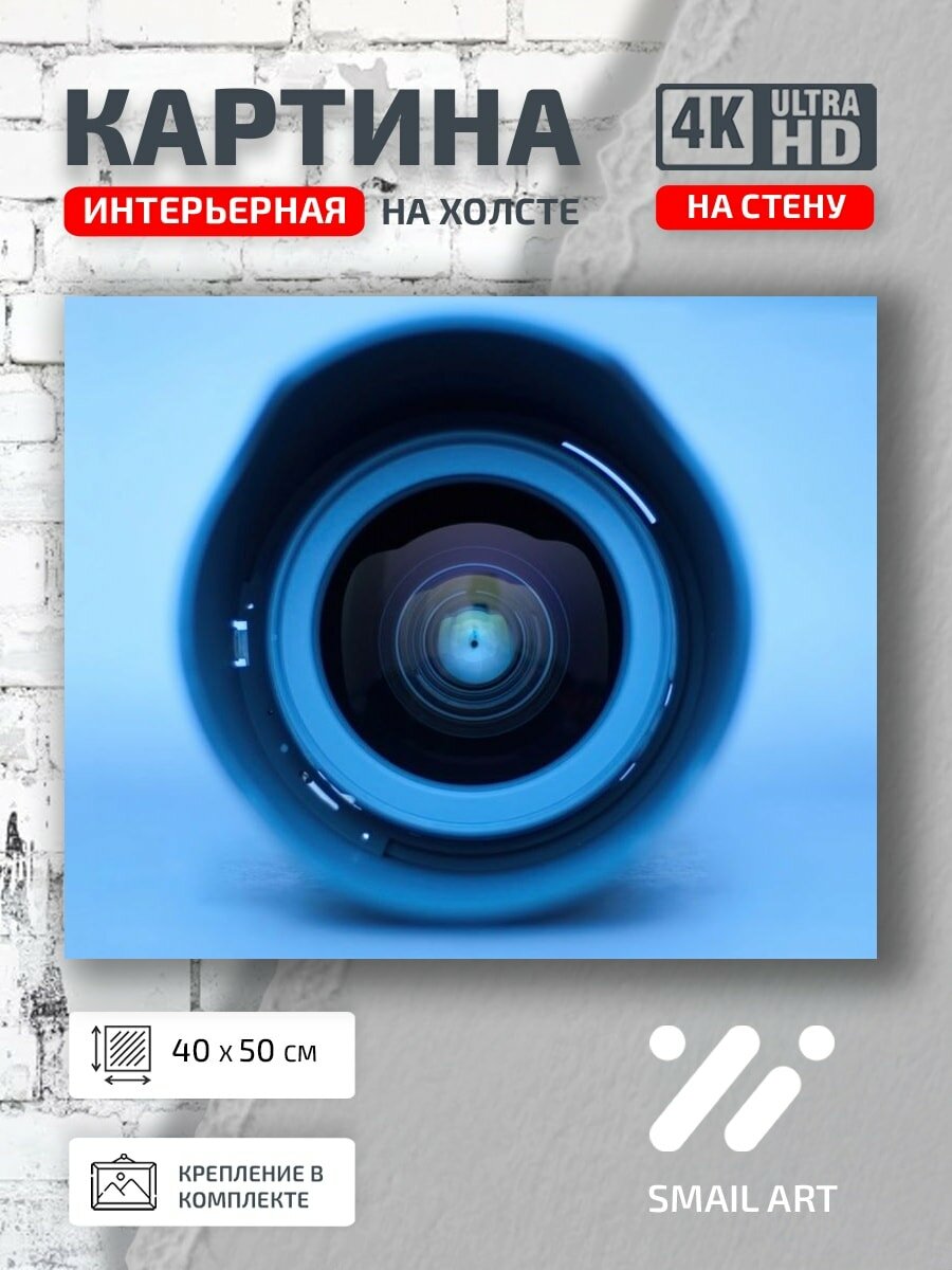 Картина на холсте интерьерная 40 на 50 на стену Объектив Nikon для офиса атмосфера