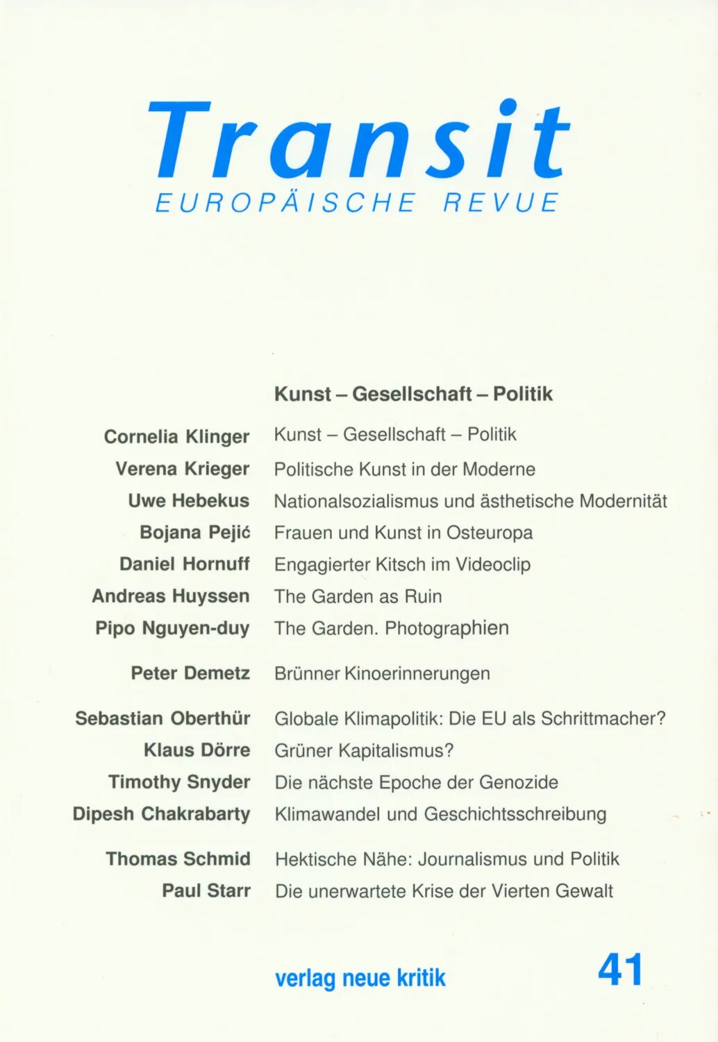 Transit 41. Europäische Revue [Цифровая книга]