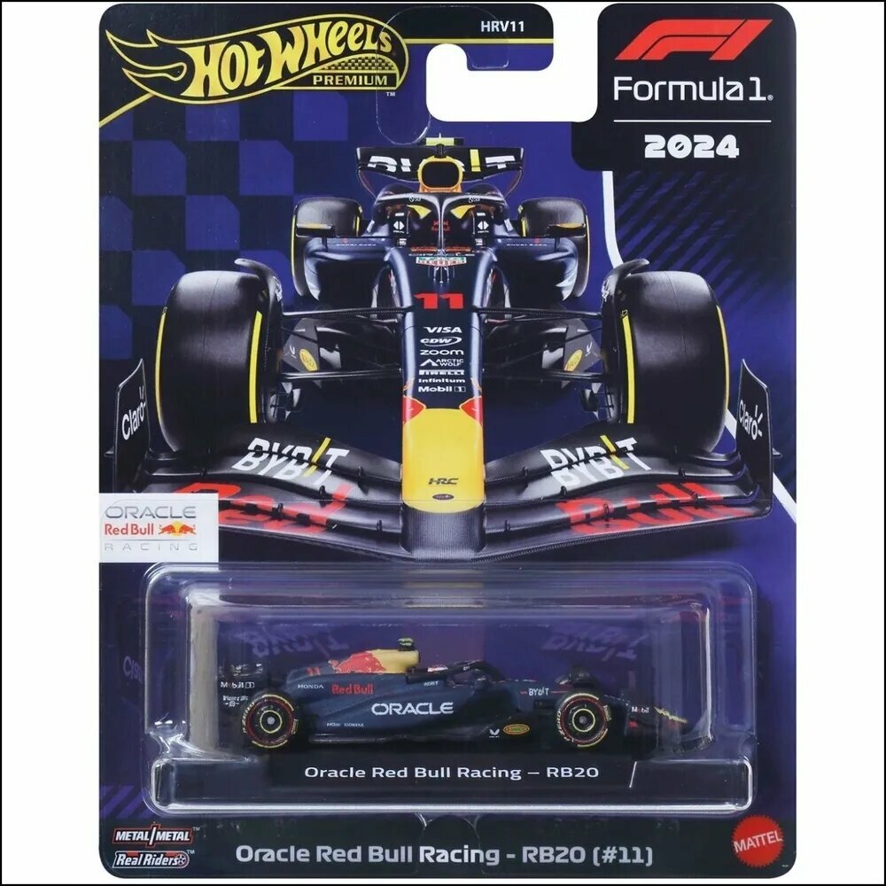Эксклюзивная модель автомобиля Hot Wheels Premium 1:64 Formula 1 Oracle Red Bull Racing RB20 11 Sergio Perez, созданная методом литья под давлением-