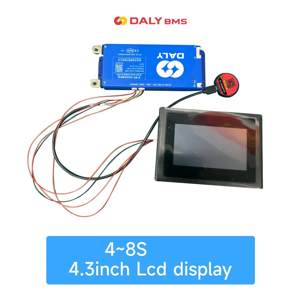 Daly Smart BMS 4S-24S для LiFePO4, NMC, Li-Ion аккумуляторов 200A, 4-8S WIFI-4.3LCD