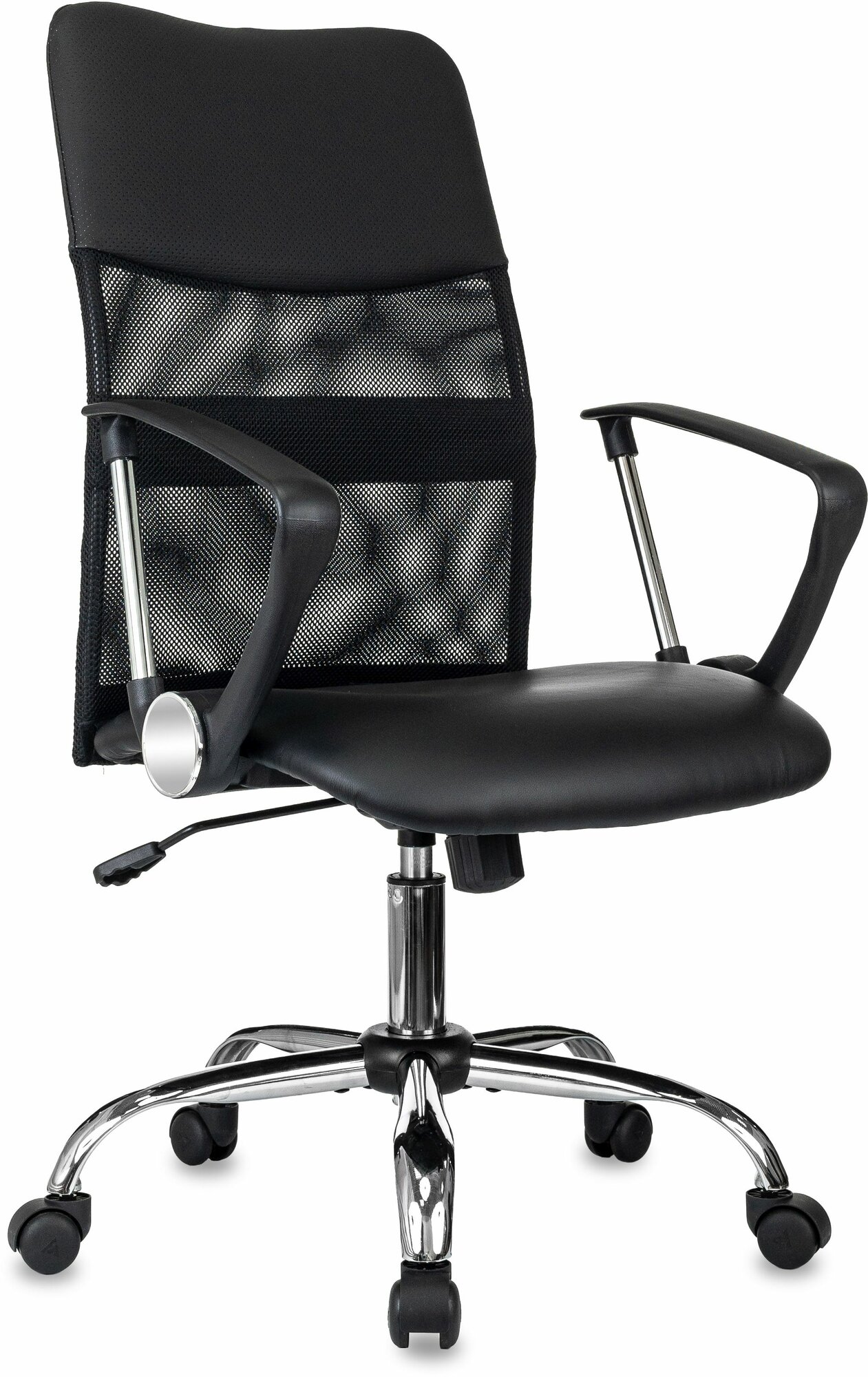 Кресло Бюрократ CH OMEGA SL черный сет./ткань/экокожа крестов. металл хром