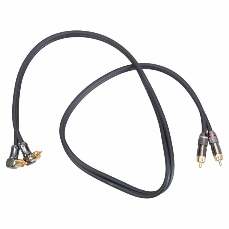 Кабель Aux 2RCA штекер-штекер стерео, черный локоть - 50cm