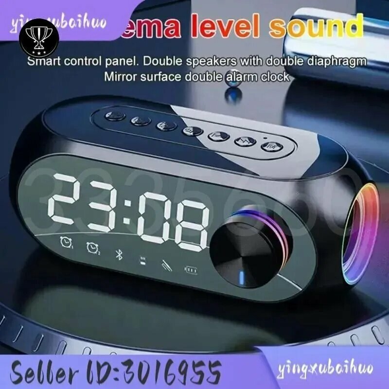 GM Колонка-динамик портативная, беспроводная, с часами-будильником, Bluetooth с поддержкой USB, TF-карты, FM-радио-будильник/Электронные настольные часы со светодиодной подсветкой Сабвуфер/