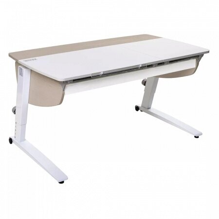 Детская школьная растущая парта для школьника Лидер "Премиум" с ящиком выдвижным белый/береза/белый