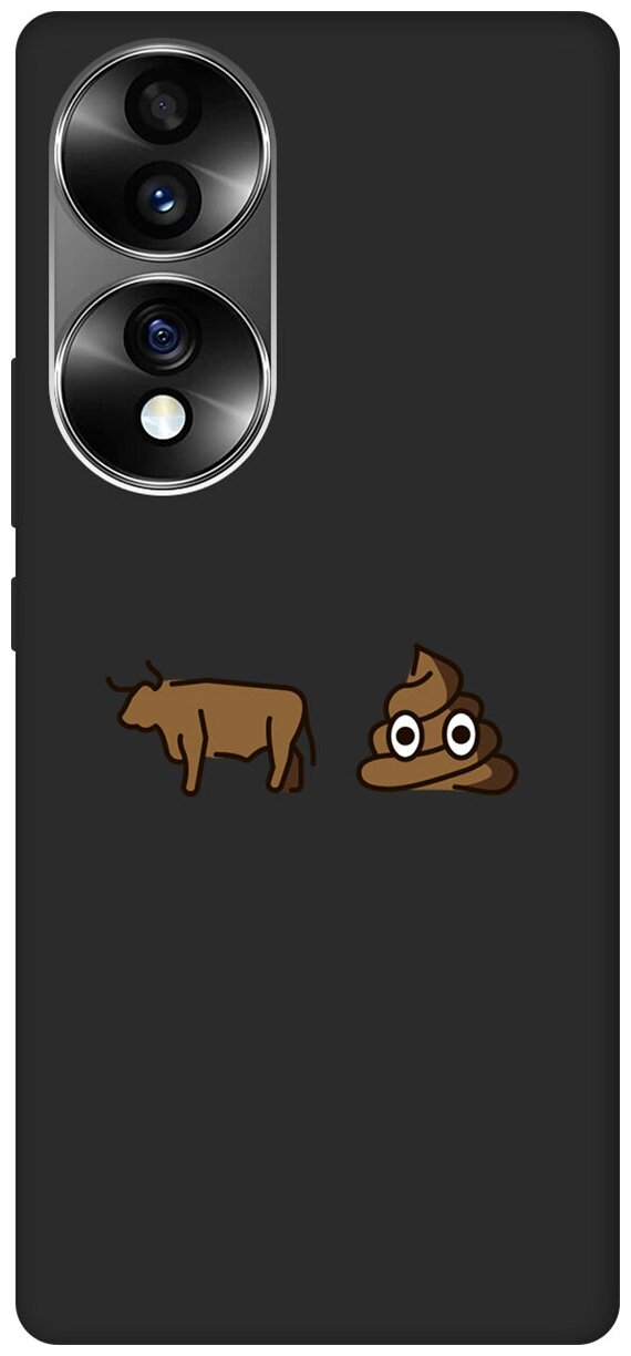 Матовый чехол Bull and Poo для Honor 70 / Хонор 70 с 3D эффектом черный