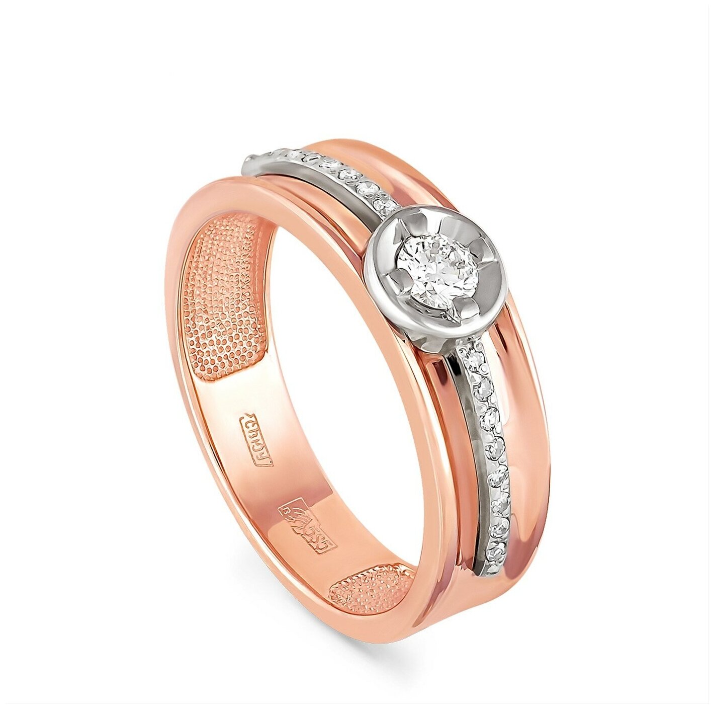 Кольцо помолвочное, красное золото, 585 проба, бриллиант