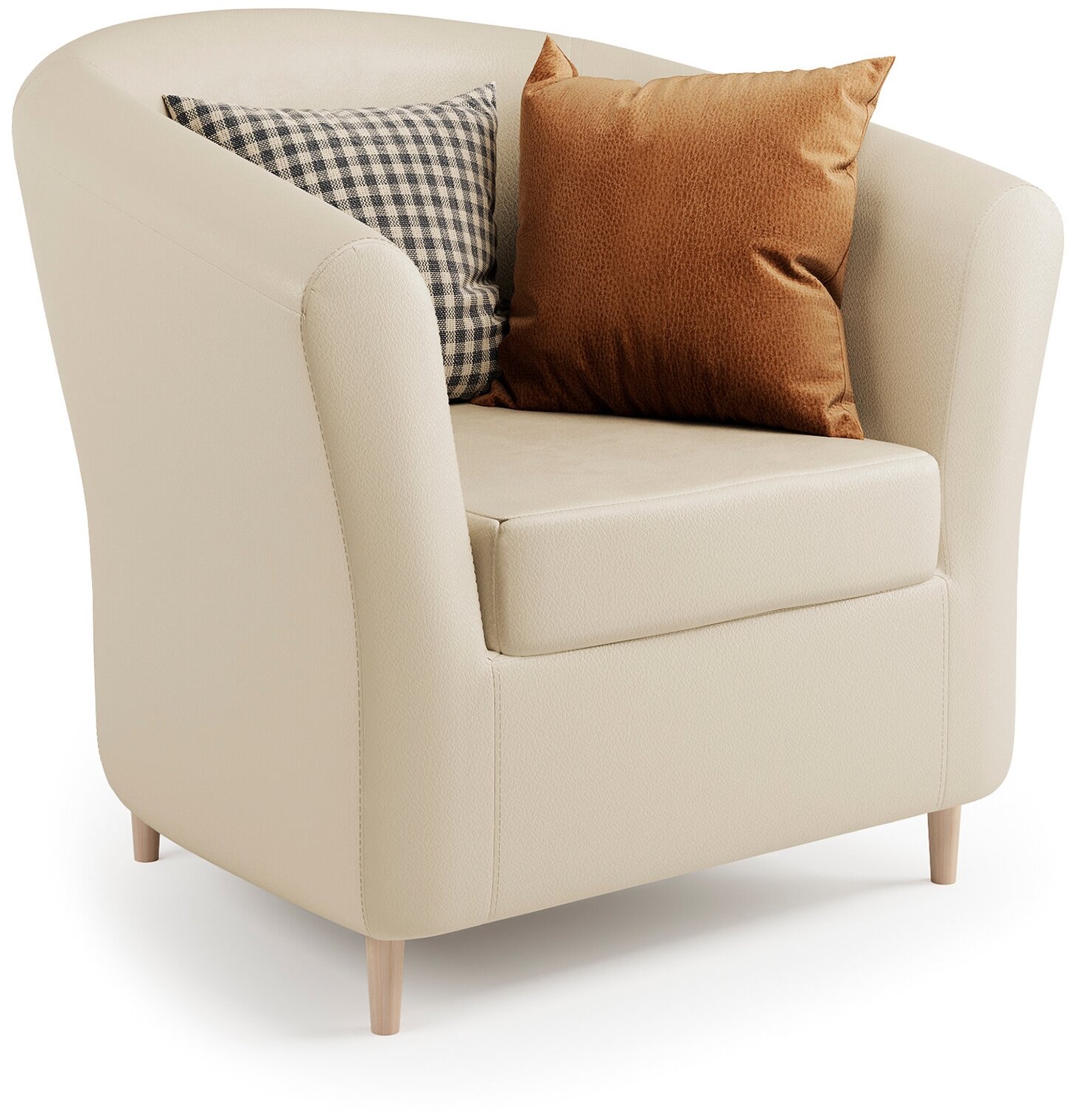 Кресло Евро Лайт экокожа, бежевое, с подлокотниками, 82х82х76 см