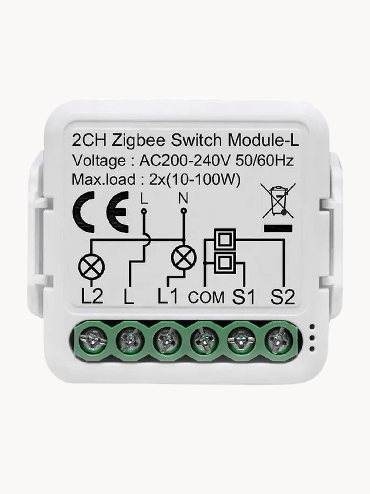 Умное реле питания для света Tuya ZigBee 2 канала для Алисы, без Нуля в подрозетник