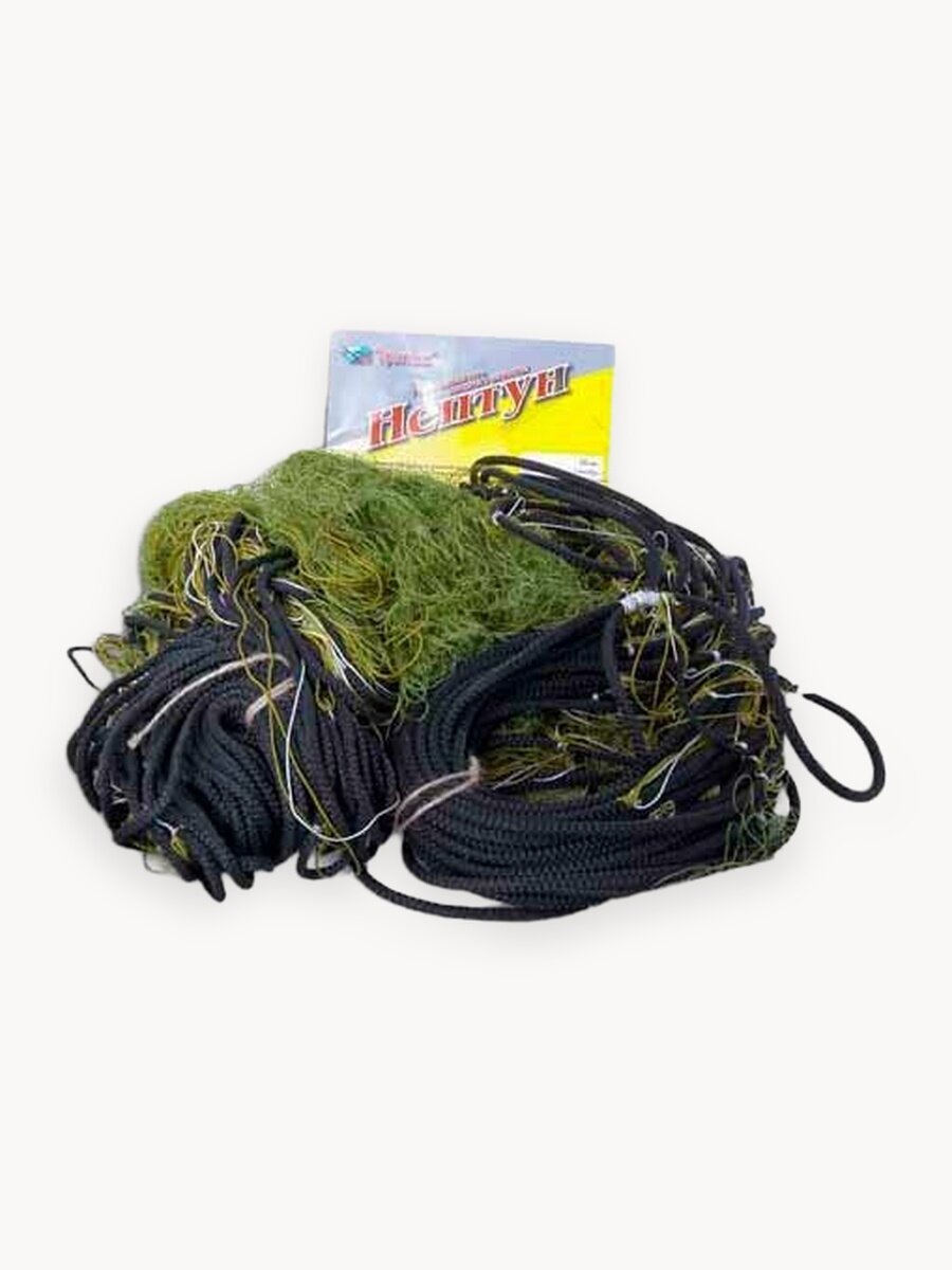 Посаженное трехстенное полотно нептун, леска 0.25мм, яч 55мм, высота 1,8м, длина 30м , шнуры 9/22 гр, ряжь ячея 300 мм (капрон 93,5tex*3)