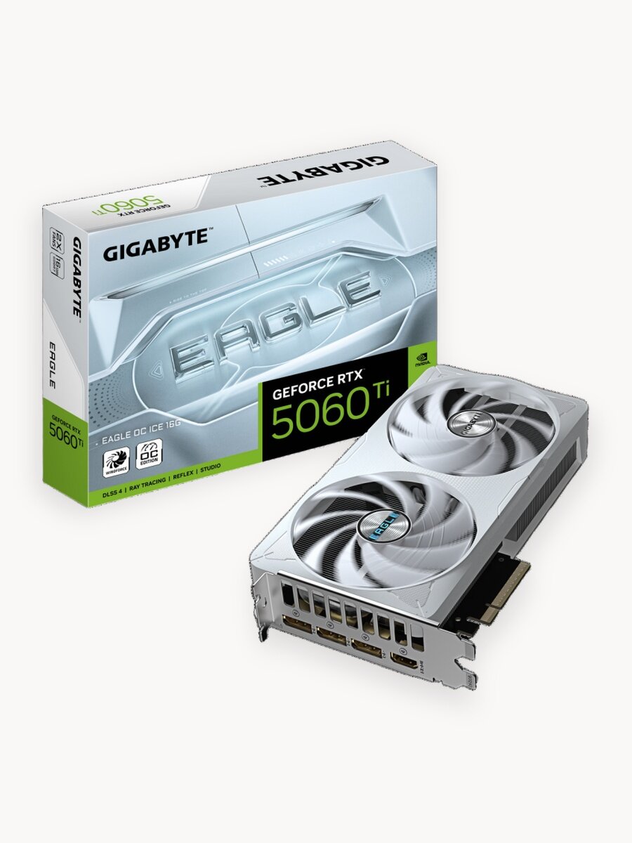 Видеокарта Gigabyte GeForce RTX5060Ti EAGLE OC ICE (GV-N506TEAGLEOC ICE-16GD) 16GB GDDR7, белый