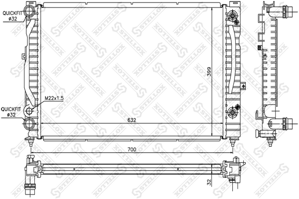 Радиатор Audi A4 A6VW 1.6-1.9TD 95> Stellox 10-25063-SX