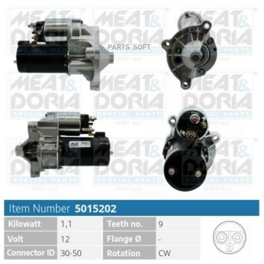MEATDORIA 5015202 Стартер 12V 1 1KW Fiat Ducato (230) Citroen Berlingo (MF) ()