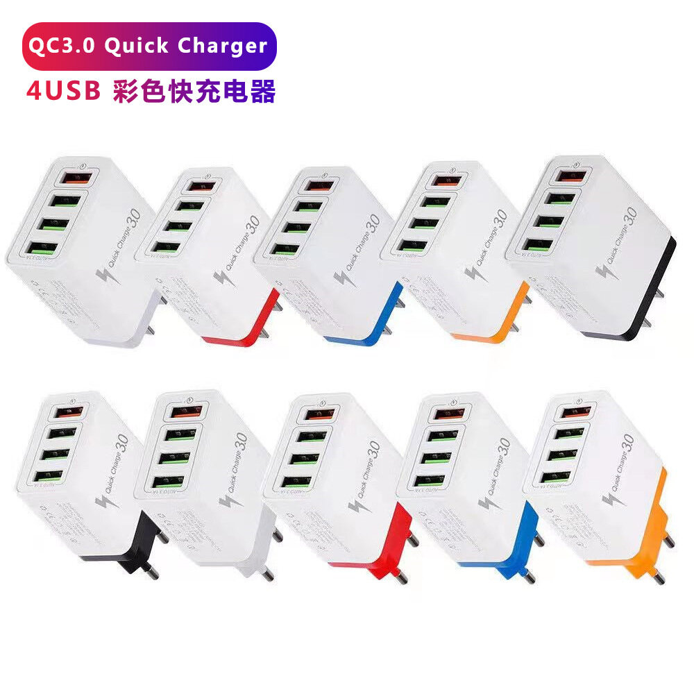 Зарядное устройство QC3.0, 4 USB, для путешествий, с несколькими портами