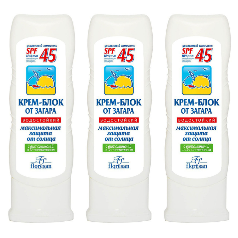 Крем от загара для лица Floresan, Защита от солнца, водостойкий, SPF 45, 60 мл, 3 шт.