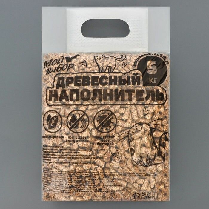Наполнитель для лотка кошек Мой выбор древесный для, 5 кг впитываемость до 15 л
