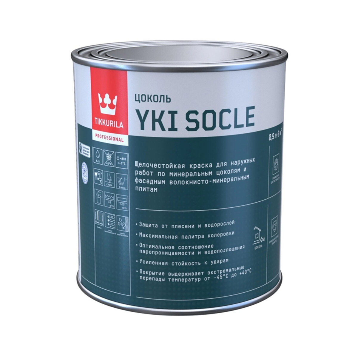Краска для цоколя Tikkurila YKI SOCLE, щелочестойкая, база С, 0.9 л