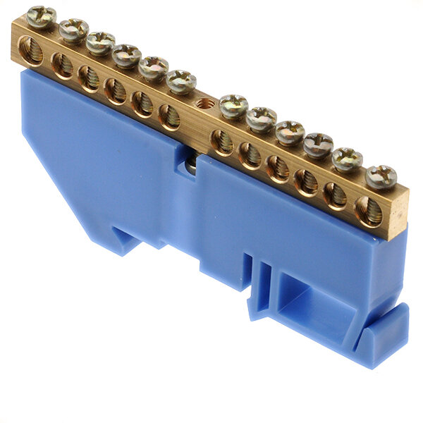 Шина N12 ноль на DIN-рейку на 12 присоединений латунь 100А (3 шт. в комплекте)