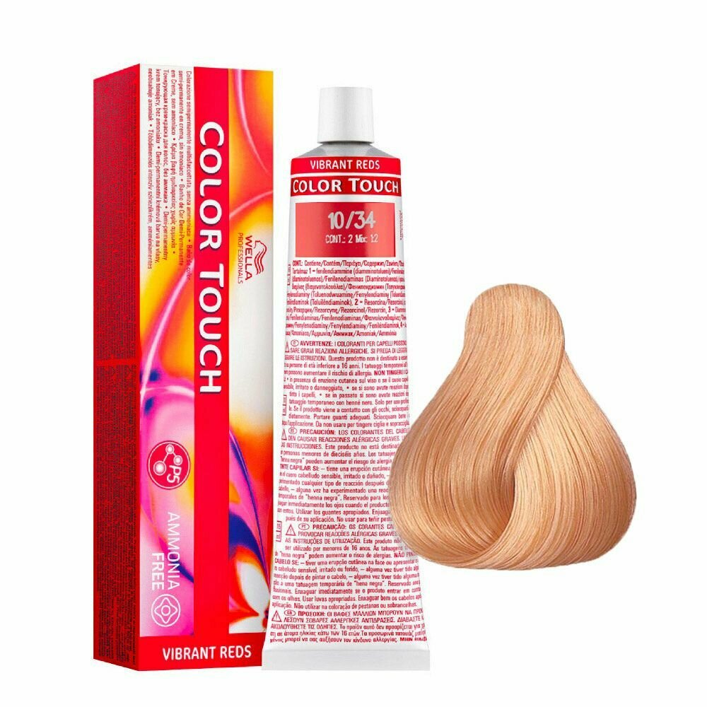 Wella Color Touch 10/34 Яркий блонд золотистый красный 60 мл
