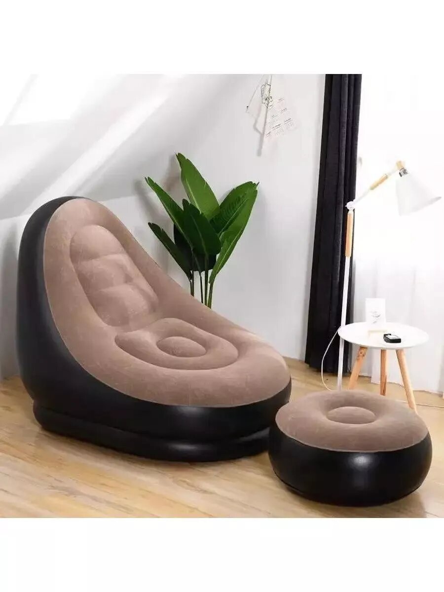 Надувное кресло с пуфиком для отдыха