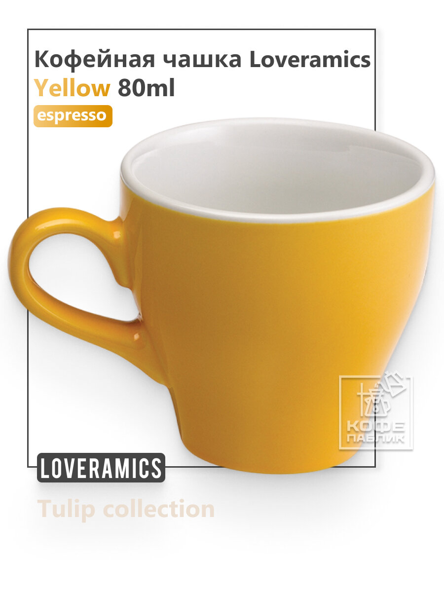 Кофейная чашка Loveramics Tulip 80 мл, цвет Yellow (Жёлтый), керамический фарфор