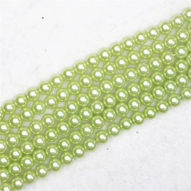 Бусины зеленые Light green 6 мм 65 шт.
