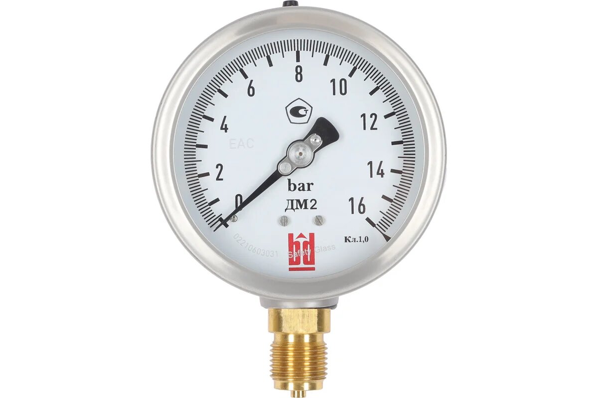 BD Манометр ДМ 2 100 Р 0-16 бар, класс точности 1,0, резьба G1/2, 1152100010