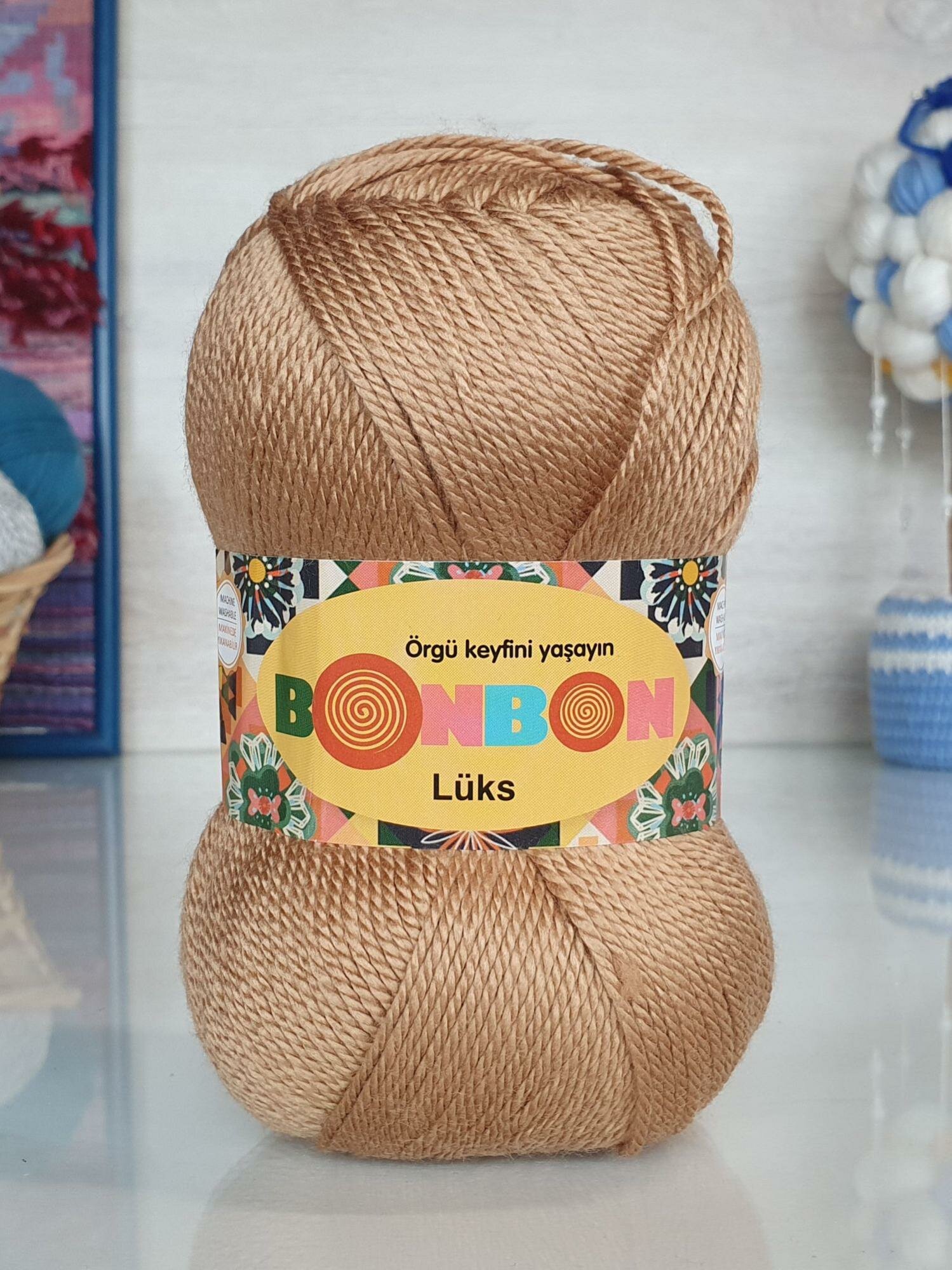 Пряжа Bonbon luks Nako, верблюжий - 98226, 100% акрил, 5 мотков, 100 г, 240 м.