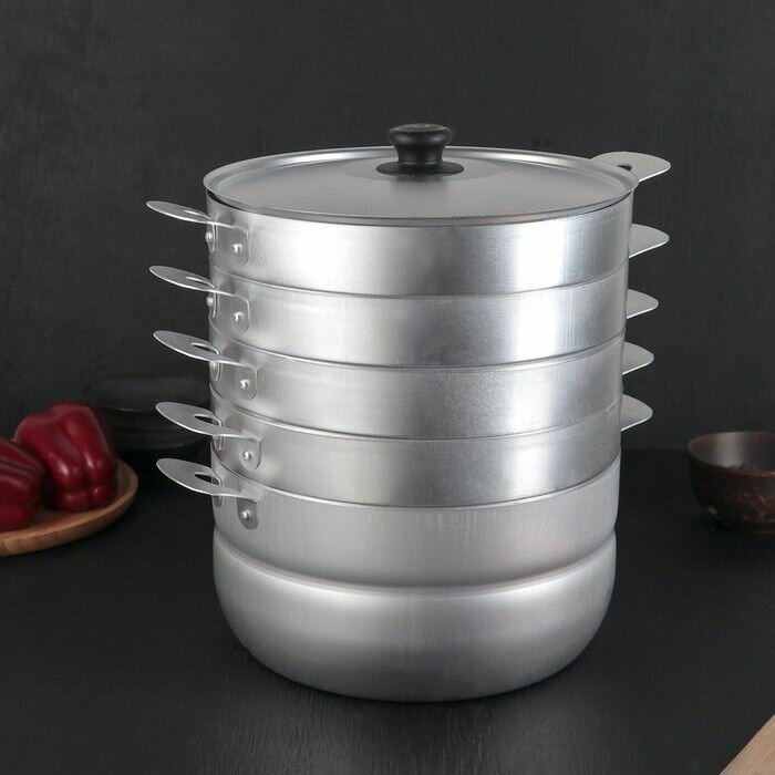 Манты-казан Белая калитва 6 л, с 4 сетками, металлическая крышка (180640)