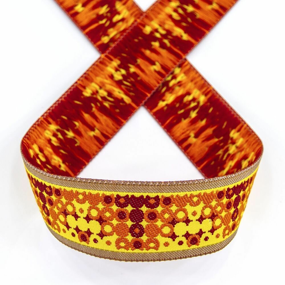 Лента жаккардовая SAFISA Цвет 04, Желтый, красный, 25 мм, 15 м