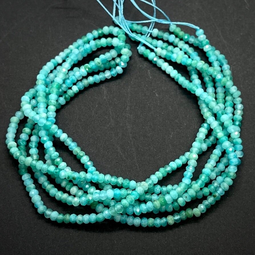 Бусины амазонит А+ рондель граненый 3х2 мм (нить 39 см), Suntrim