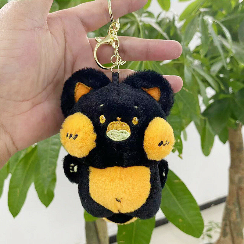 Soft short plush cute cat doll keychain charming hanging accessory for bags and keys