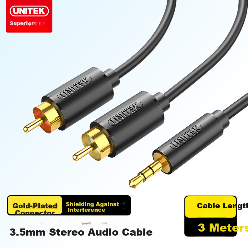 UNITEK Аудиокабель-сплиттер 3.5 мм к двойному RCA 3 м красный белый 2RCA для телефона компьютера ТВ и аудиоусилителя