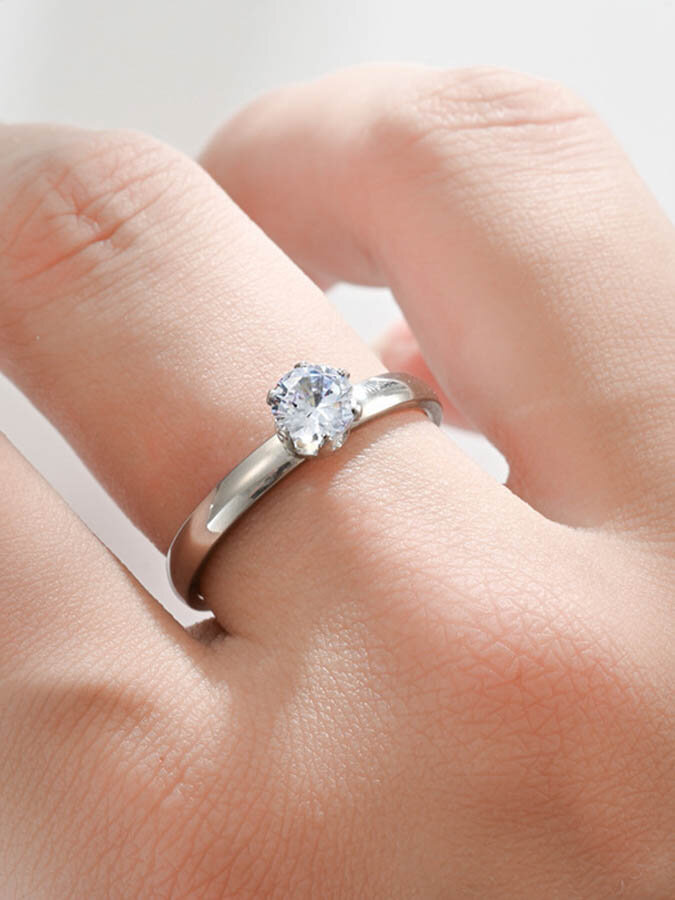 Кольцо помолвочное, фианит