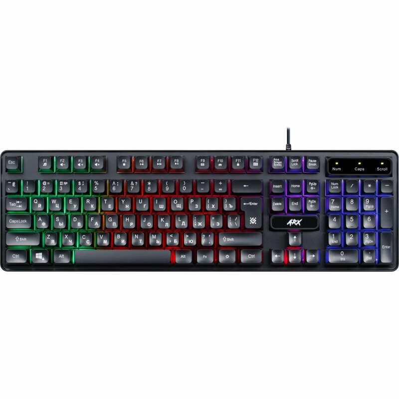 Клавиатура Defender Arx GK-196L RU проводн. игровая, радужн. подсветка 45196, 2282953